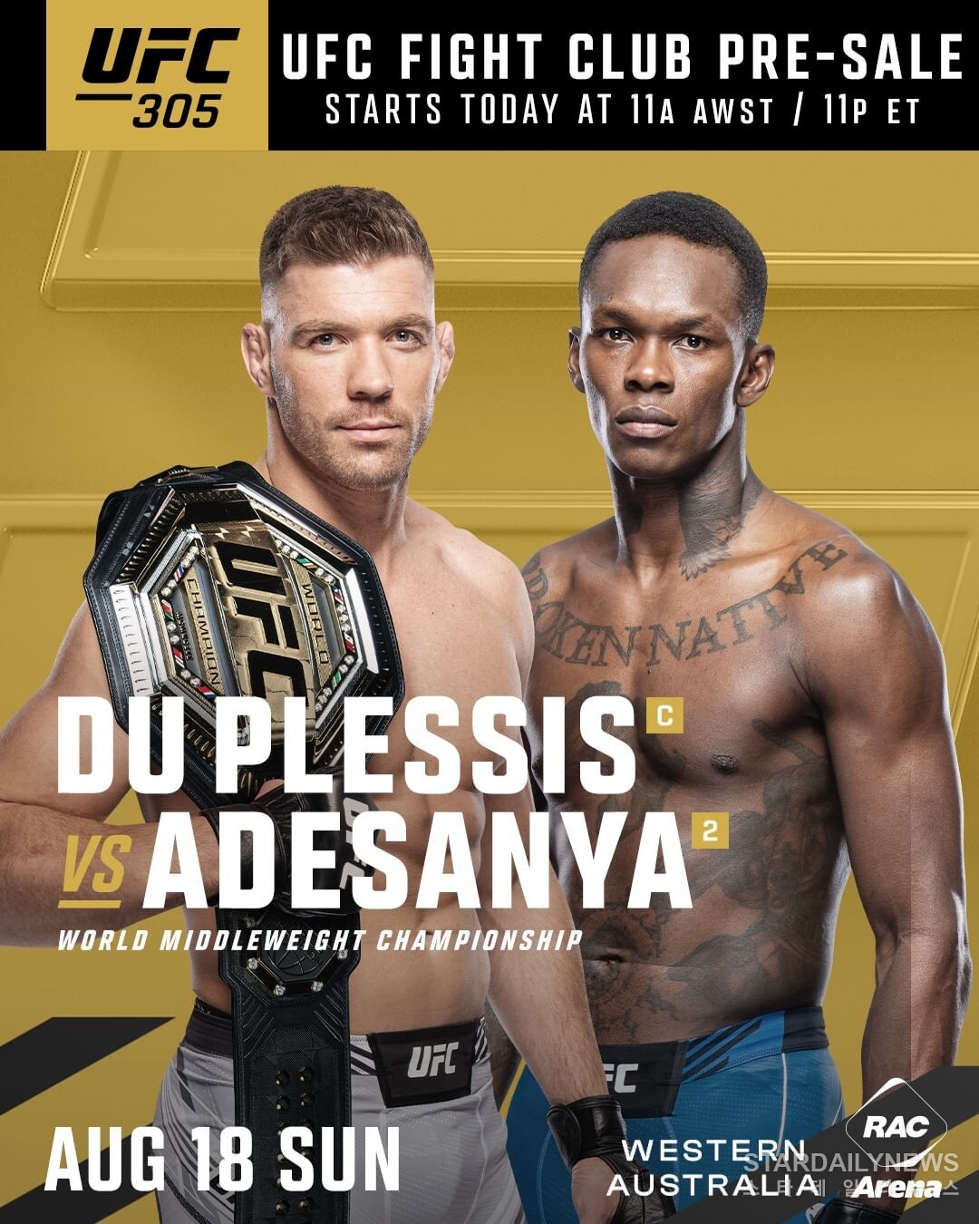 [UFC] 305: 뒤 플레시 vs 아데산야’ 미들급 라이벌 대결 확정 - 스타데일리뉴스